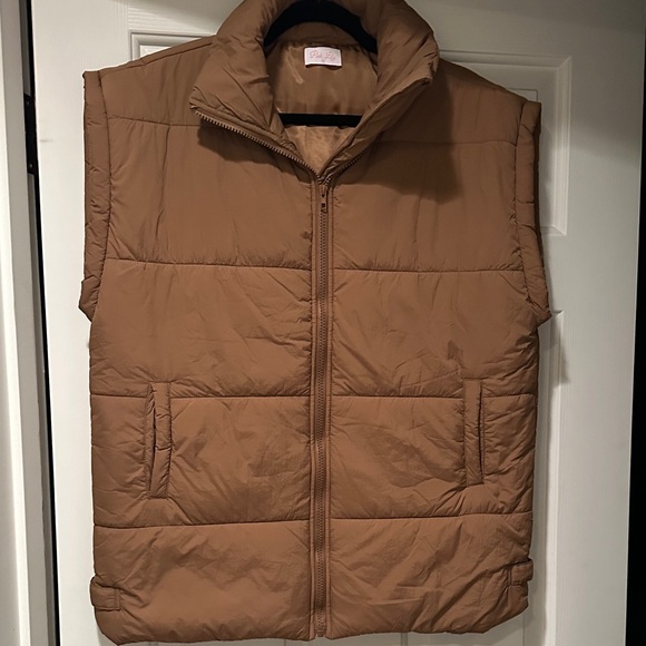 Pink Lily | Jackets & Coats | Pink Lily Small Brown Quilted Vest Like ...